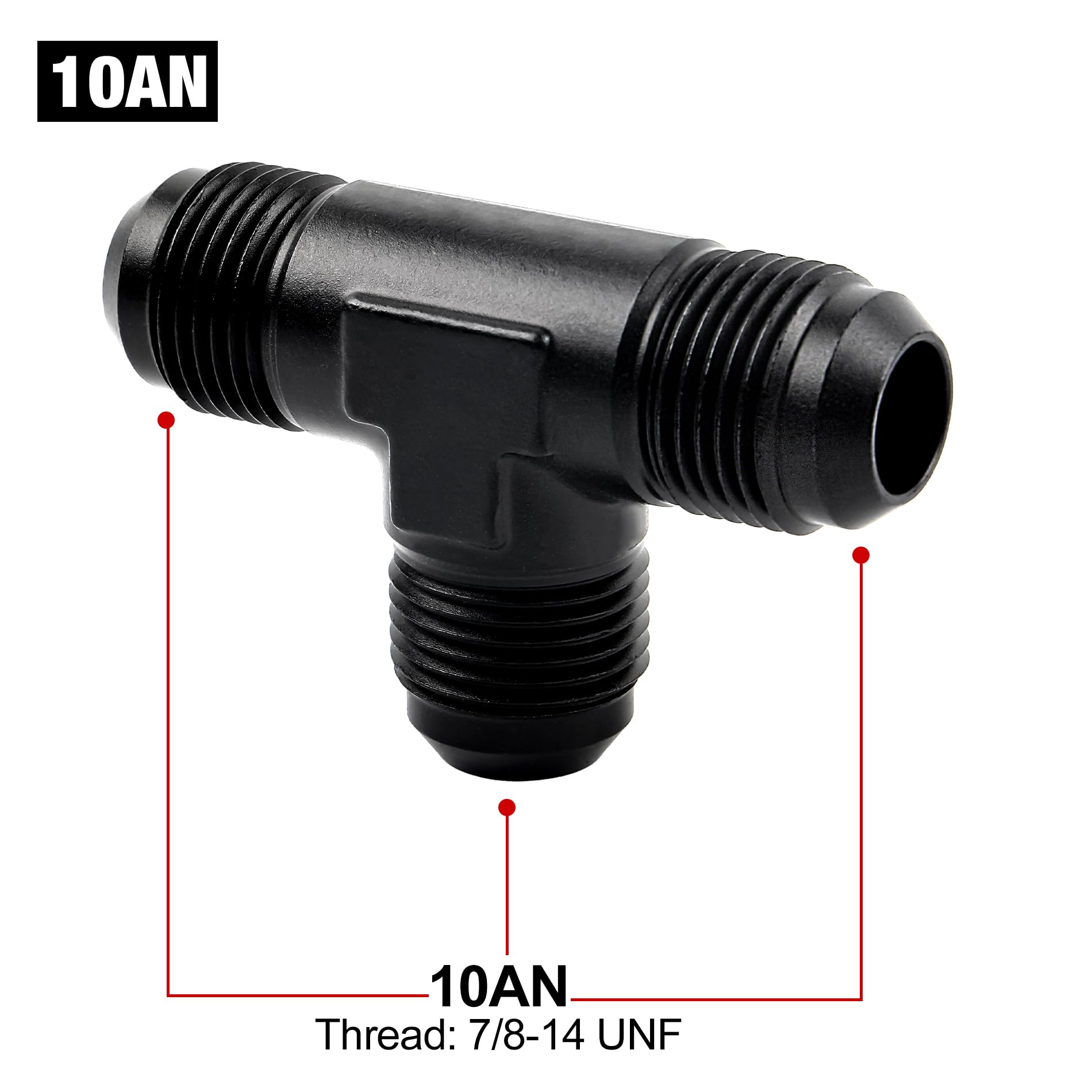 Snapklik.com : 10AN Male Flare Tee Fitting Adapter T Union Aluminum Black