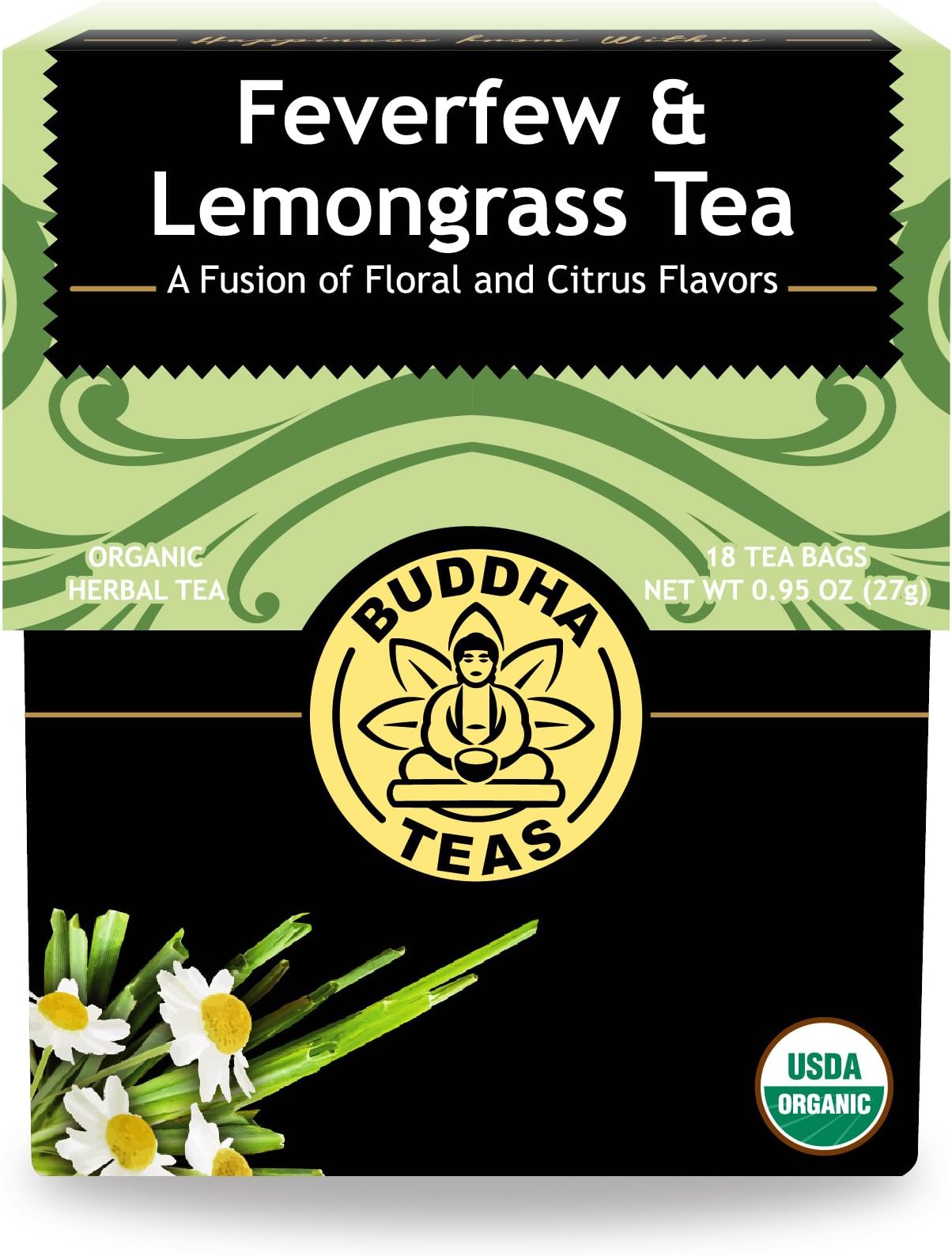 Amazon.com : Buddha Teas - Feverfew & Lemongrass - Organic Herbal Tea ...