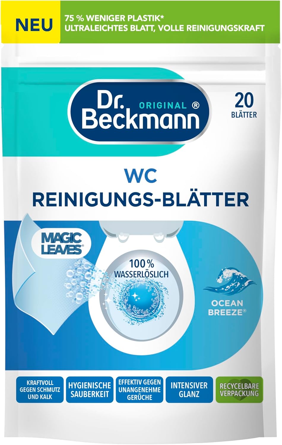 Dr. Beckmann WC Reinigungs-Blätter OCEAN BREEZE | 20 Blätter : Amazon.de: Drogerie & Körperpflege