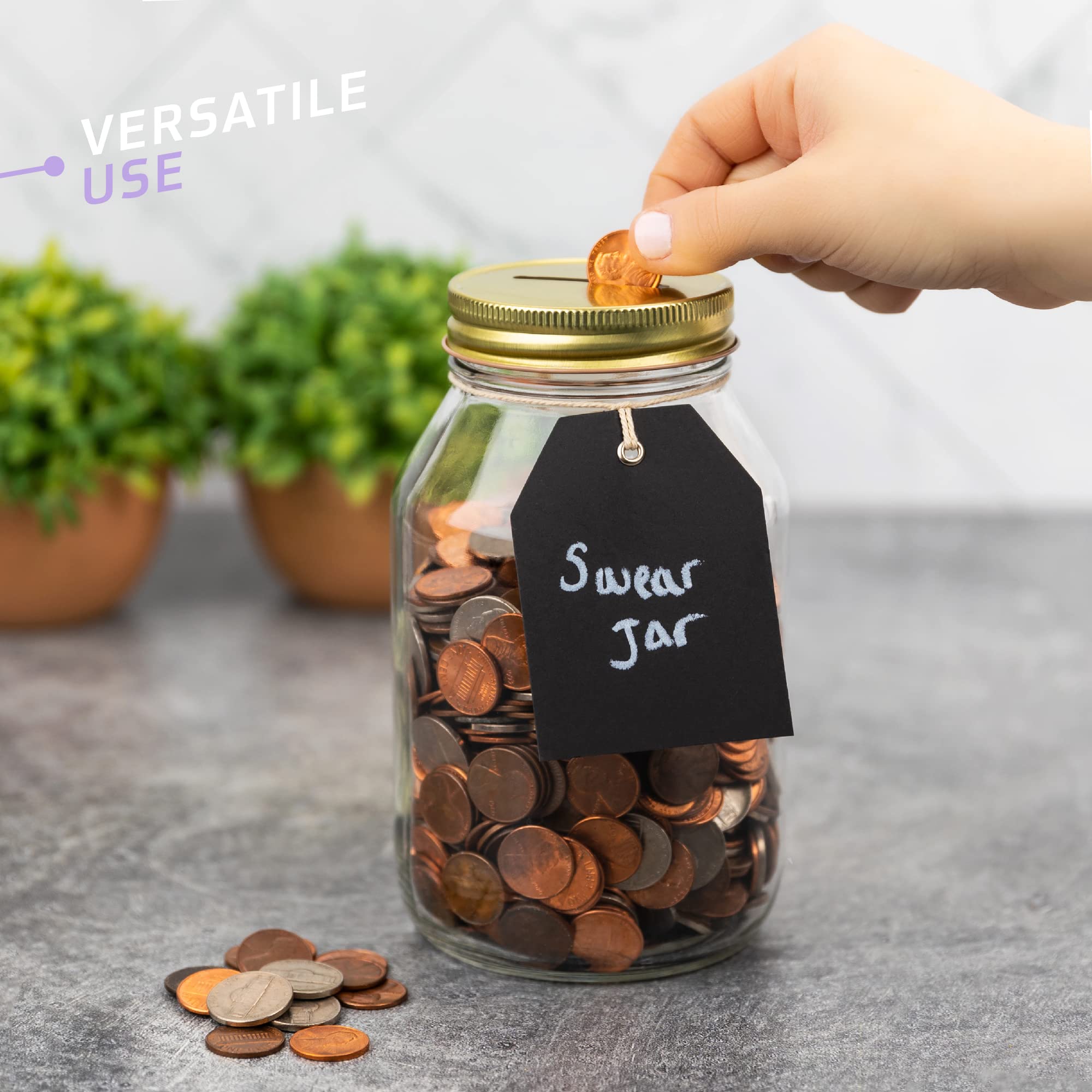 Plastic Coin Bank With Slotted Lid Skylety 2 Pack Half Gallon Coin Jar ...