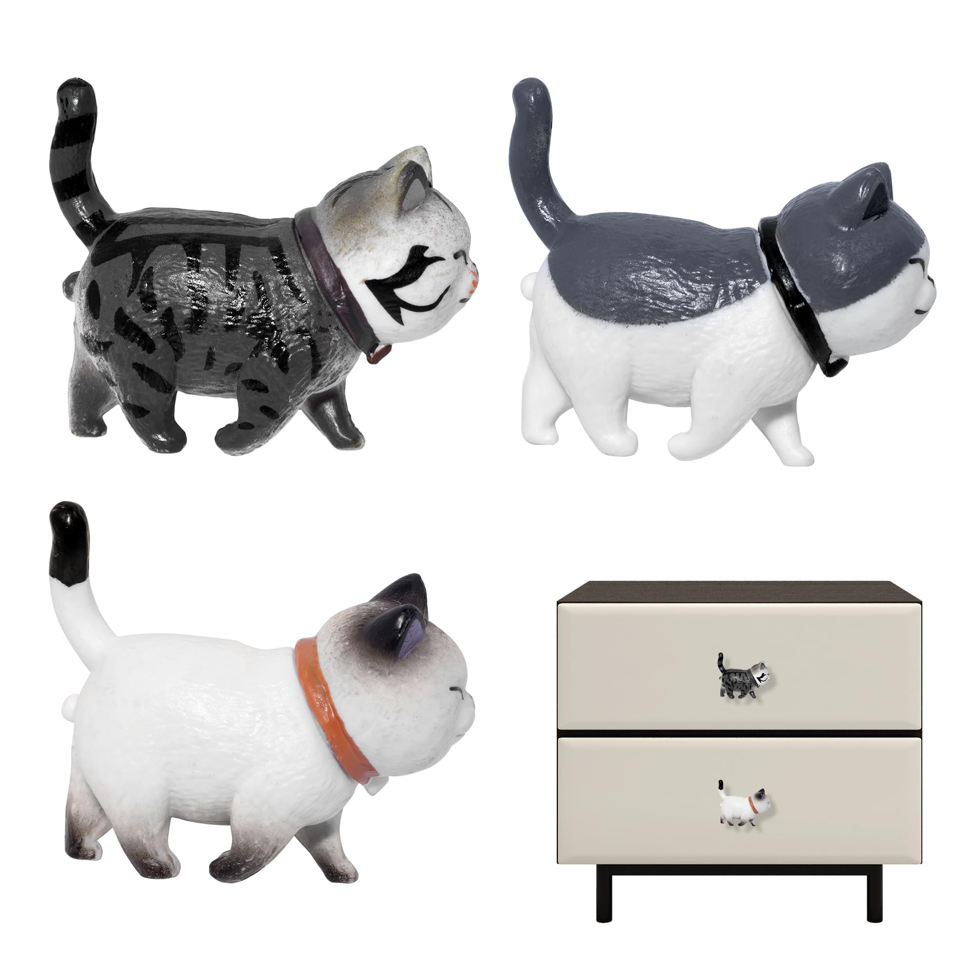 URSUN Animal Knobs for Cabinets and Drawers, 3psc Cat Drawer Pulls and ...