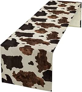 Amazon.com: Cow Print Table Runner Country Farmhouse Cottage Cowhide ...