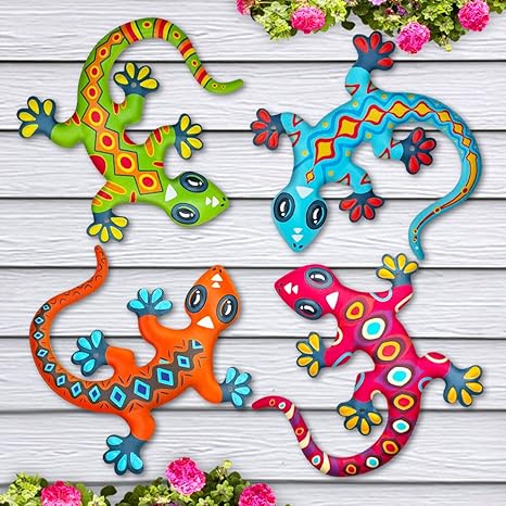 Amazon.com: Kggetr Metal Gecko Wall Art Decor- Outdoor Lizards Hanging ...