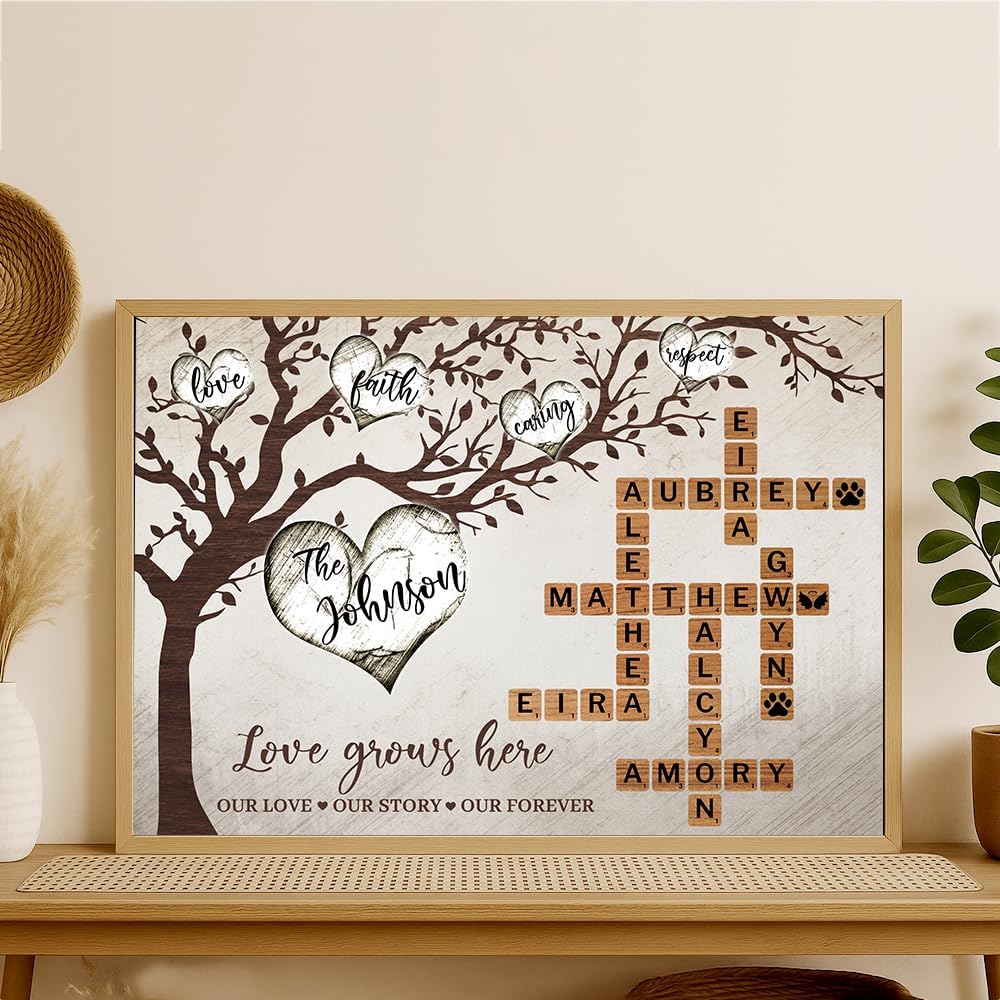 Amazon.com: ONPRINTS Personalized Family Crossword Art Canvas – Custom ...