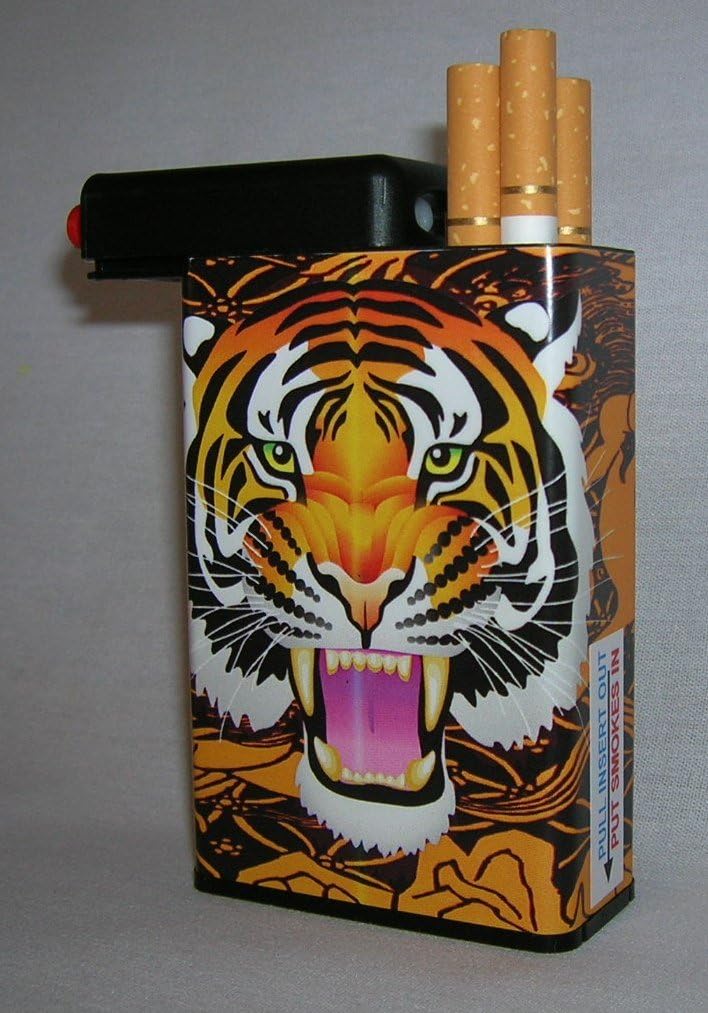 Amazon.com: Cigarette Case Tiger With Built On Lighter Holder : Health ...