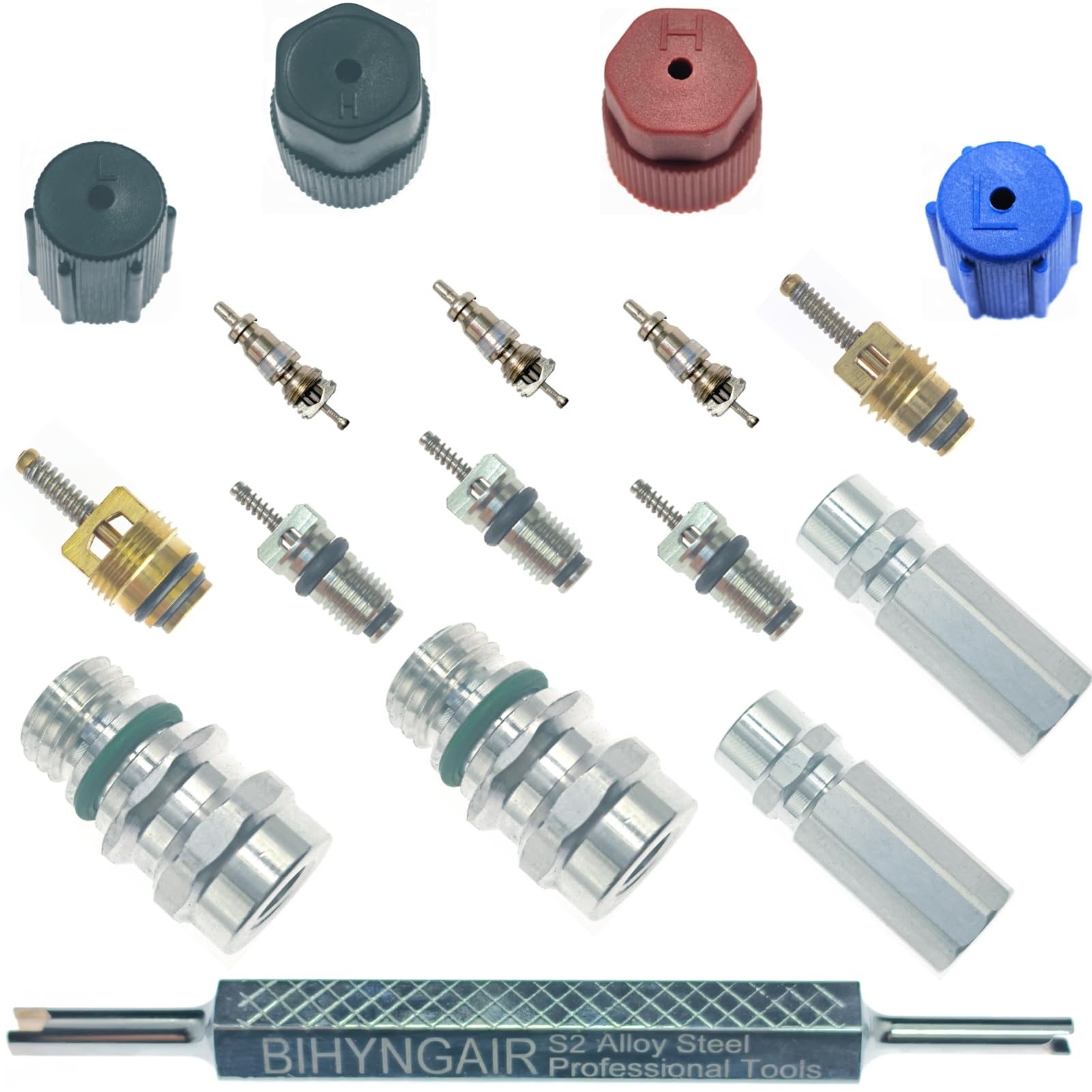 Amazon.com: 17PCS Air Conditioning Valve Core Kit, Cap & Valve Core Set ...