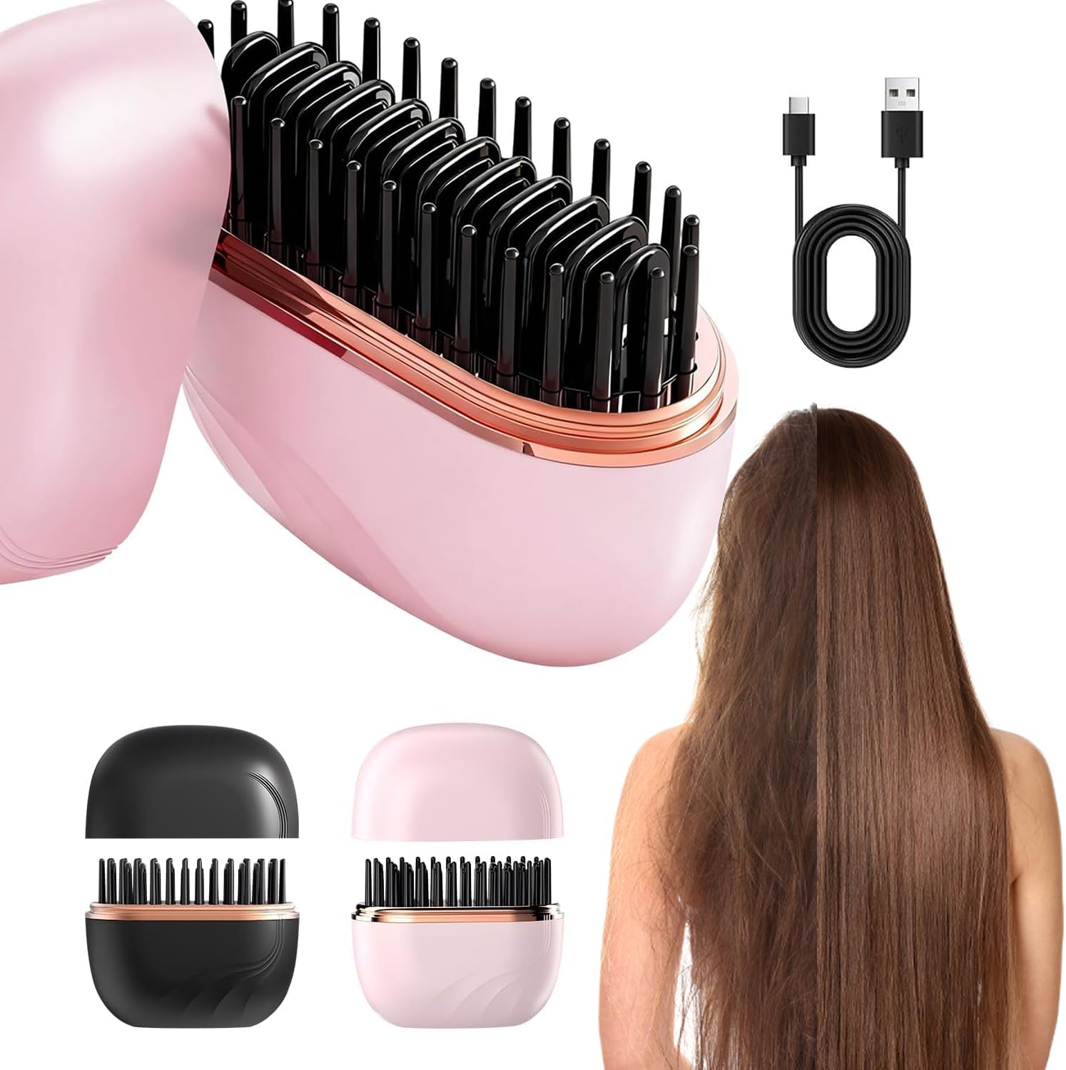 Amazon.com : GlamBrushs Mini Hair Straightener, Rechargeable Wireless ...
