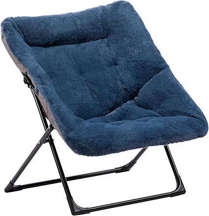 Amazon.com: HollyHOME Square Faux-Fur Moon Saucer Chair, Folding Lazy ...