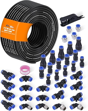 Amazon.com: EilxMag 1/4" Air Line Tubing Kit, 100FT(30M) SAE J844 PA ...