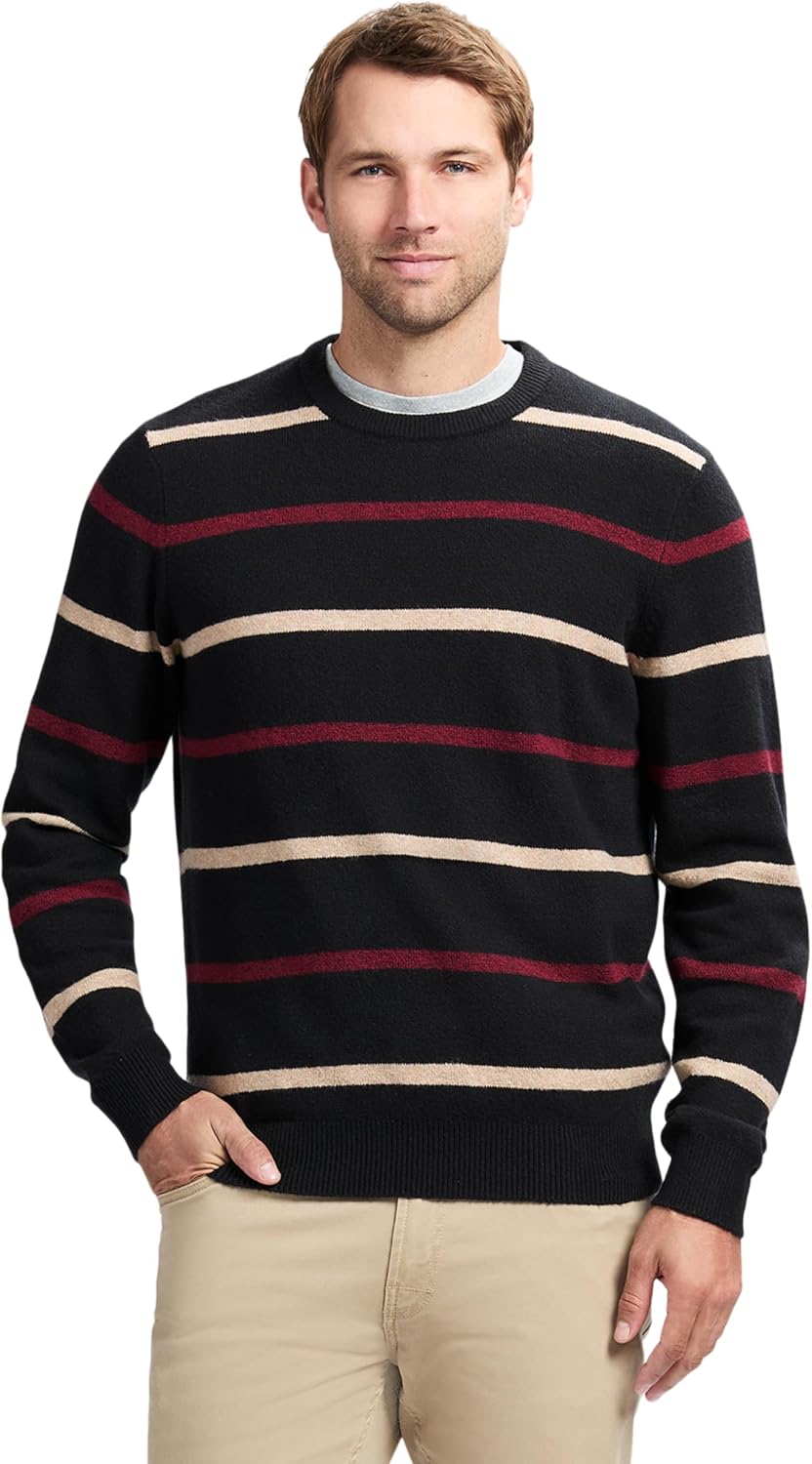 Izod Men's Soft Touch Jersey Crew Neck Sweater, Black, Medium at Amazon ...