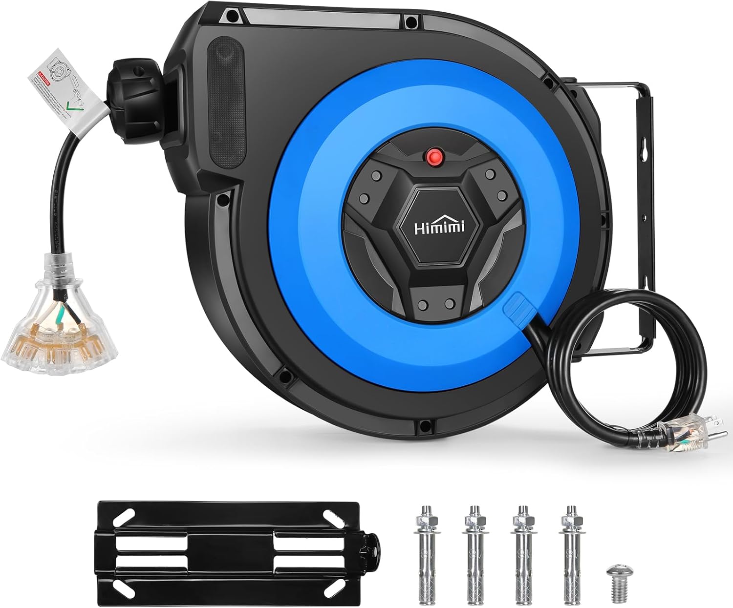 65FT+4.9FT Retractable Extension Cord Reel, 12AWG/3C SJTOW, Wall ...