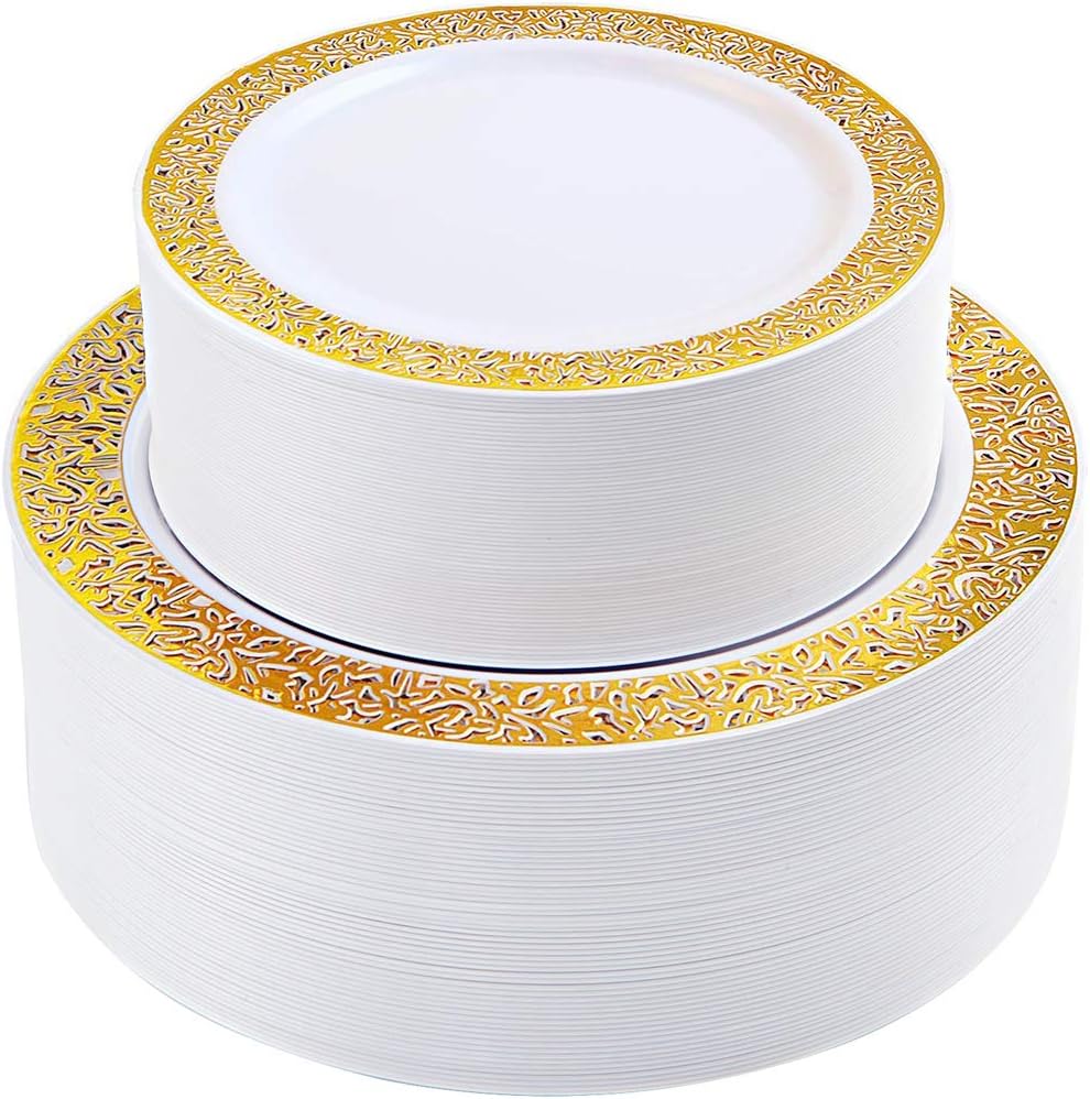 Amazon.com: Stock Your Home 200 Count Premium White Plastic Plates, 6 ...