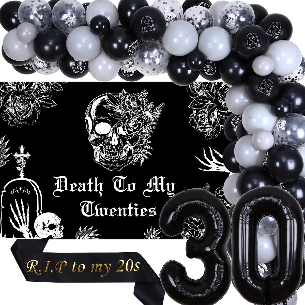 Amazon.com: Black Funeral 30th Birthday Party Decorations for Women Men ...