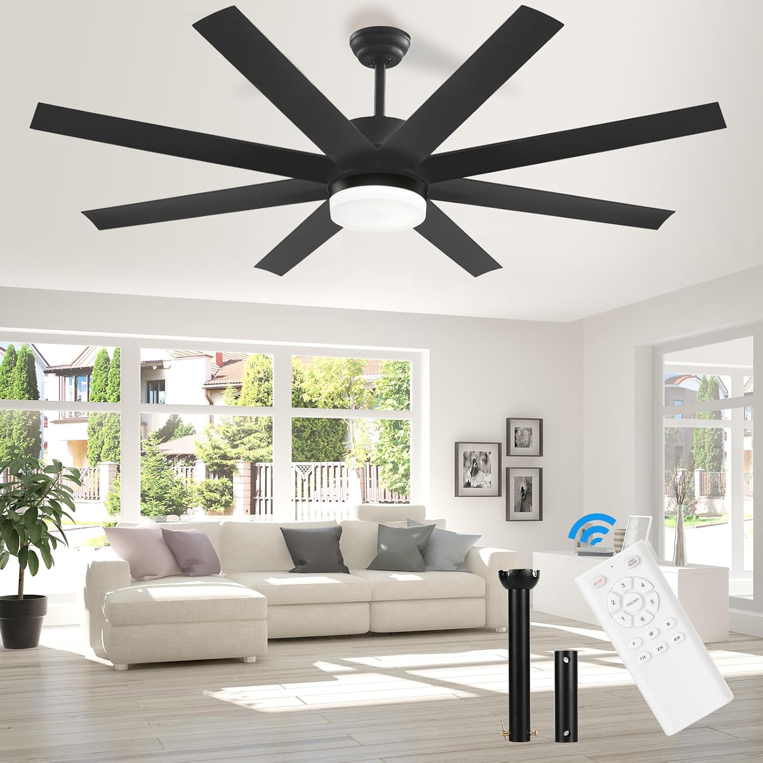 MATULSA Ceiling Fan with Lights, 60 Inch Large Ceiling Fan Light with ...