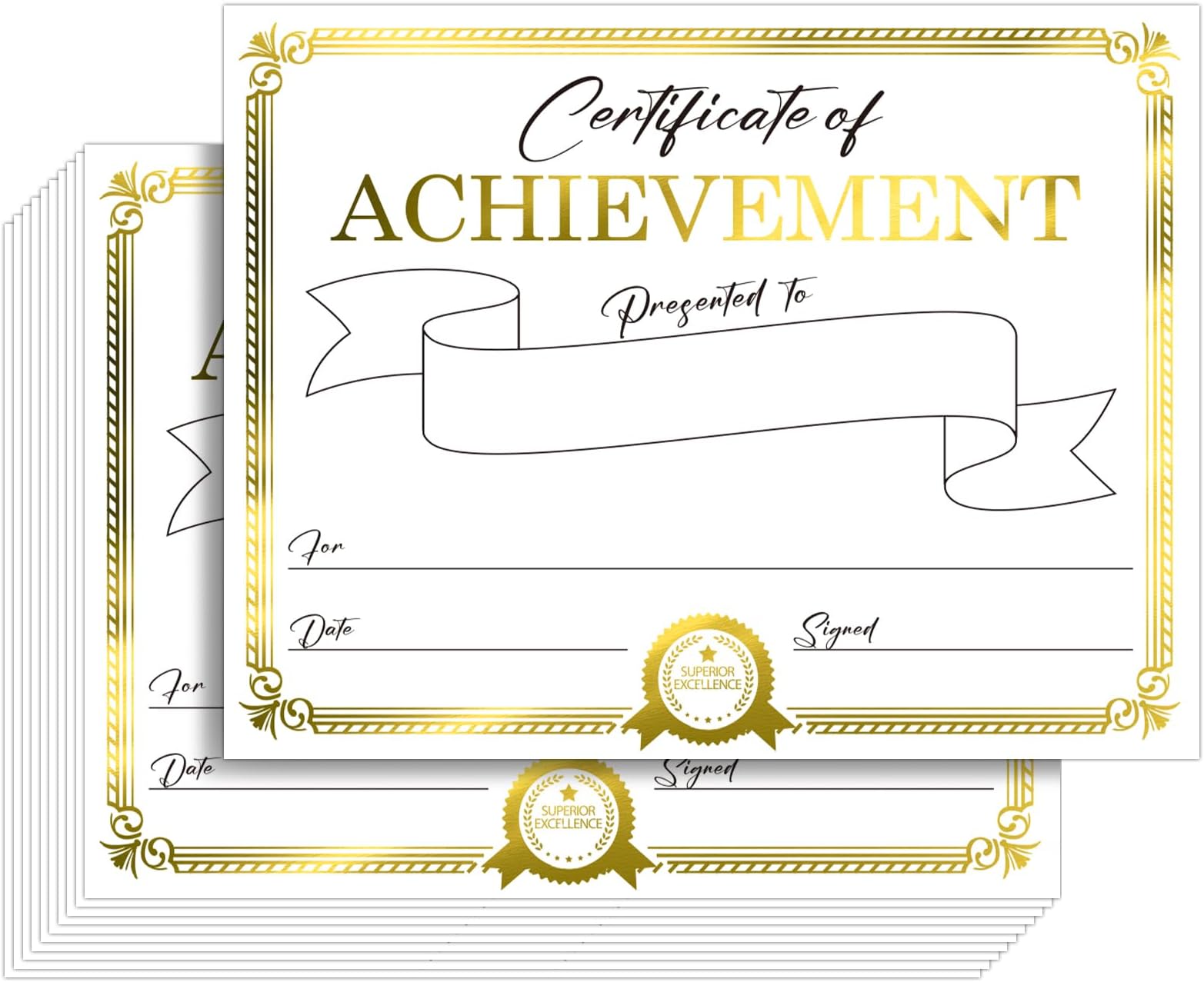 Amazon.com : Award Certificate Paper, Gold Foil Blank Certificate of ...