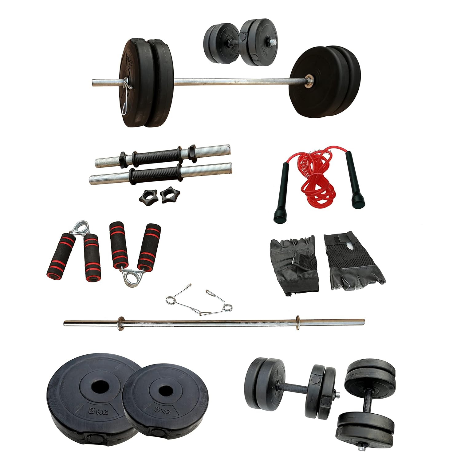 Buy MR FITNESS Home Gym Set, Home Gym Combo, 18 Kg PVC Weight Plates (2 ...