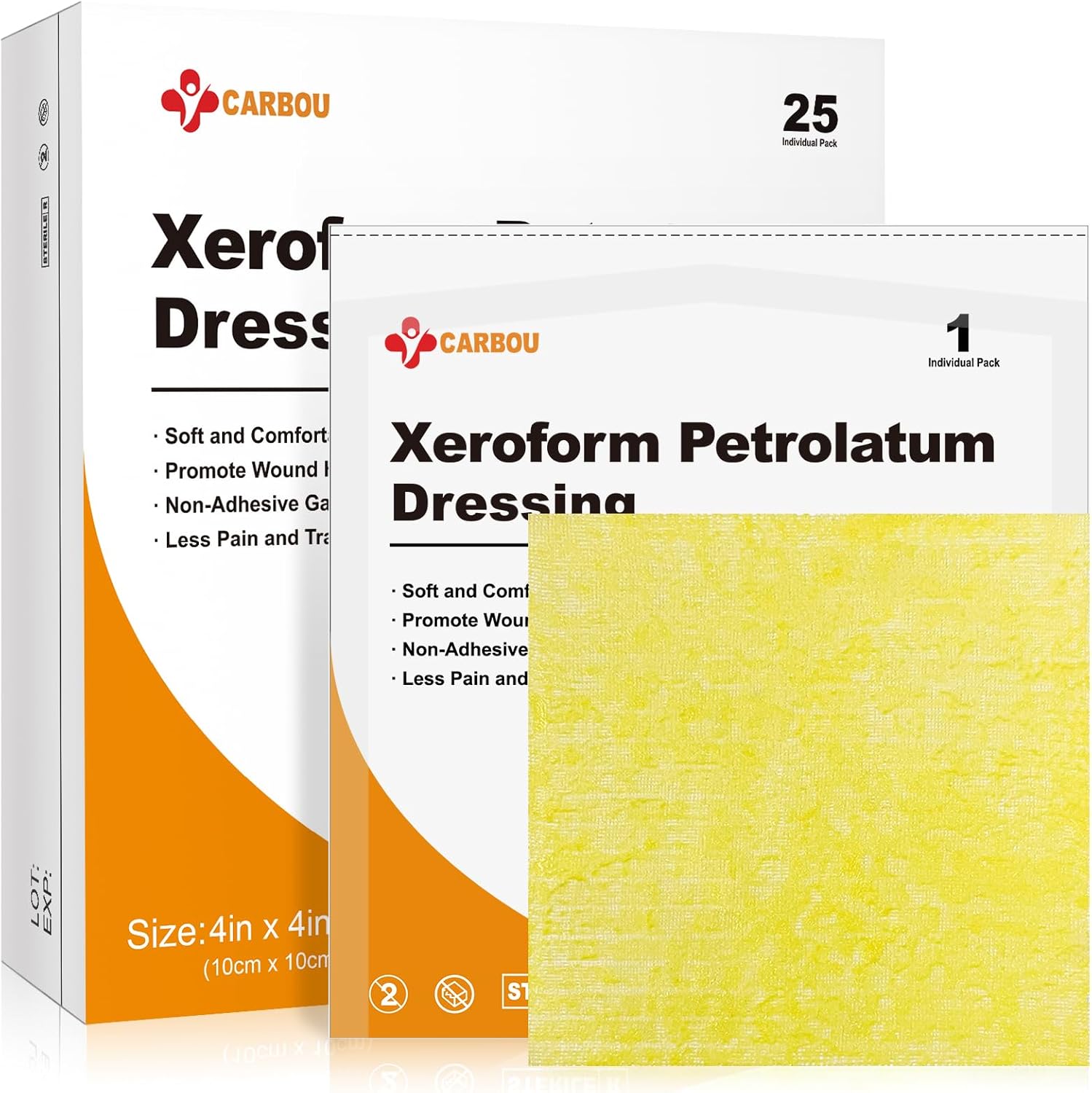 Amazon.com: Carbou 4"x4" Medical Xeroform Petrolatum Dressing, Non ...