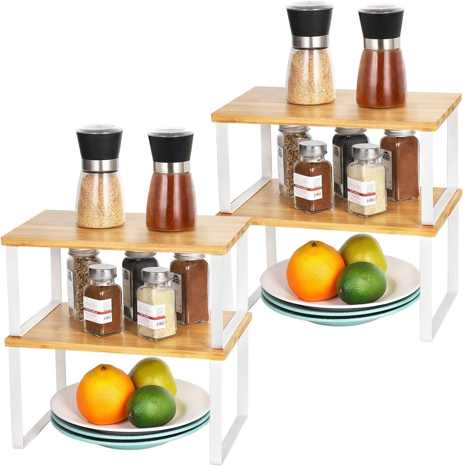 LIANTRAL 4-Pack Cupboard Shelf Organiser, Kitchen Shelf Organizer for ...