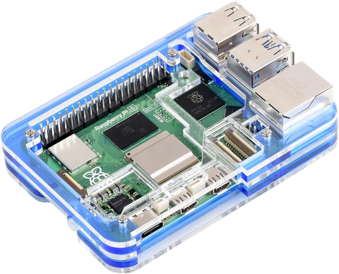 Amazon.com: waveshare Transparent and Blue Acrylic Case for Raspberry ...