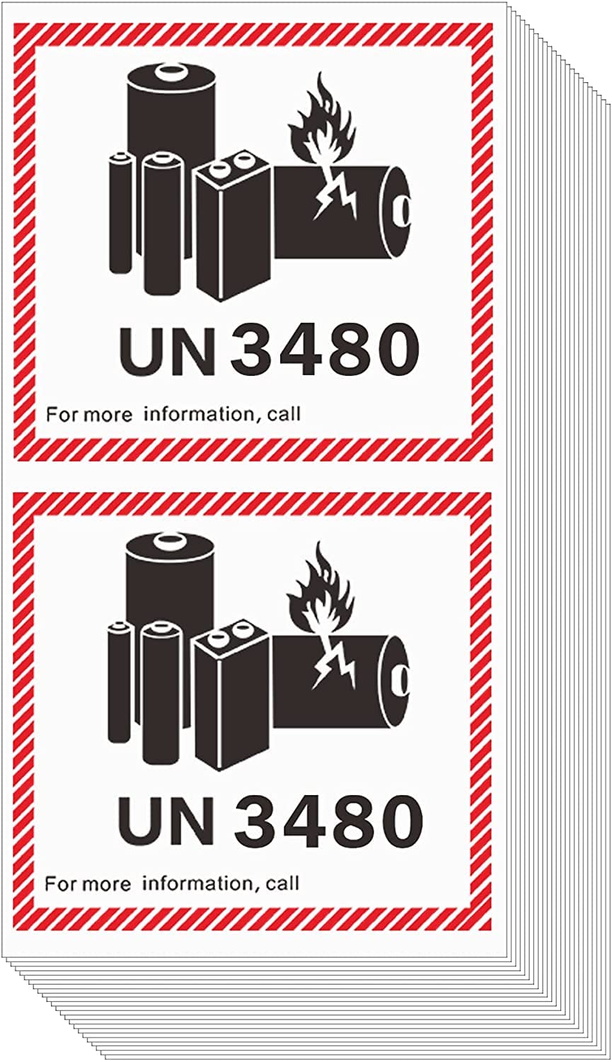 Buy Hycodest 4.7" x 4.3" Lithium Ion Battery Transport Caution Warning ...