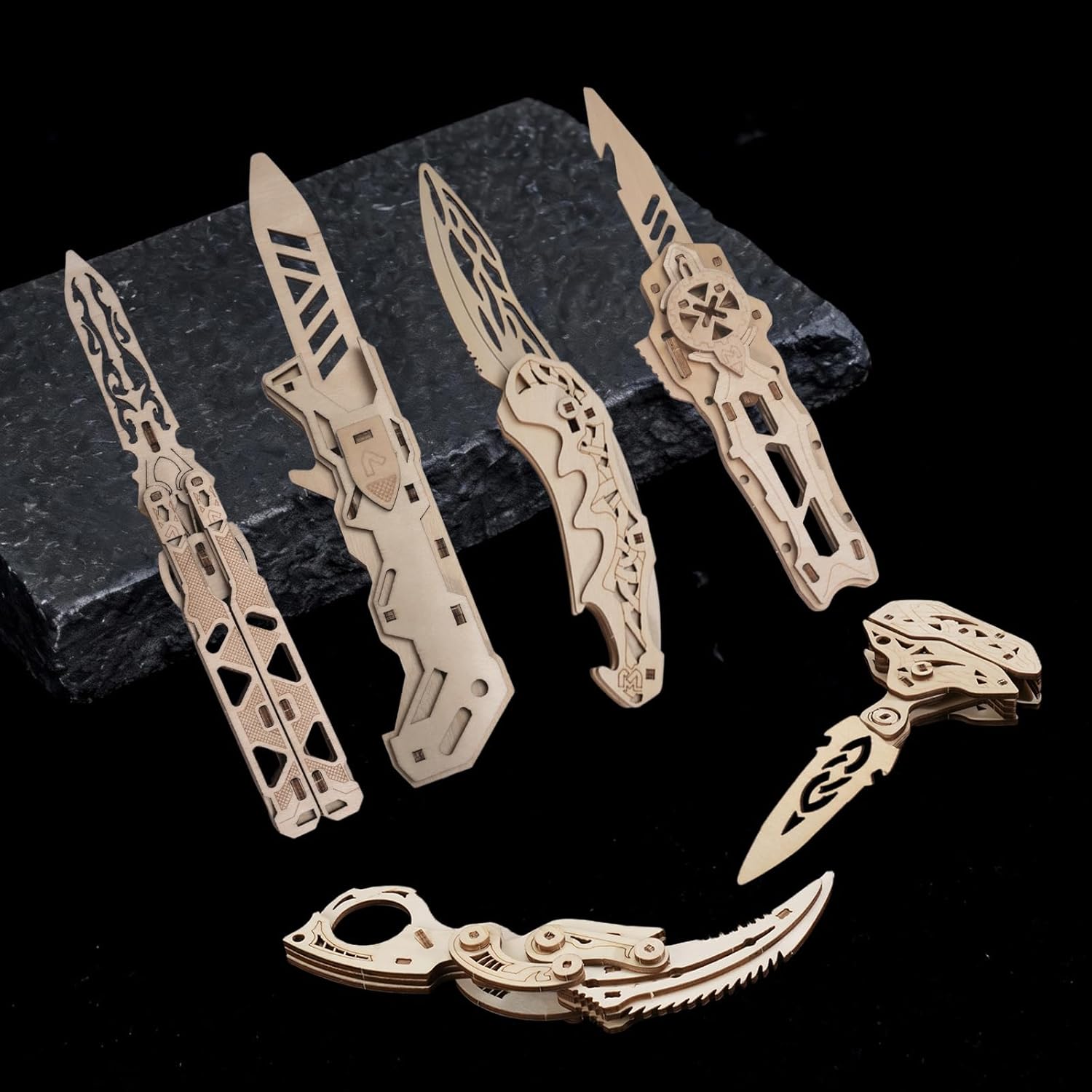 Amazon.com: 3D Wooden Puzzles for Adults – 6 Knife Set with 266 Pieces ...