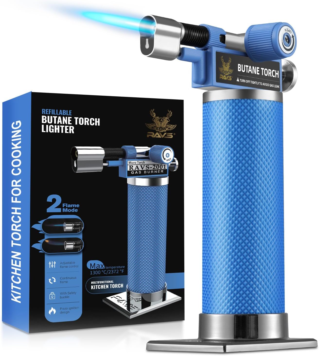 Amazon.com: RAVS 2 Flame Mode Butane Torch, Kitchen Torch Lighter for ...