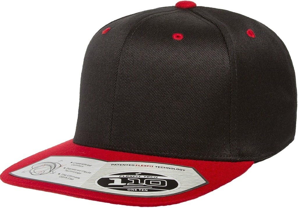 Flexfit One Ten Wool Cap – Snapback – 110FT (Black/Red) at Amazon Men’s ...
