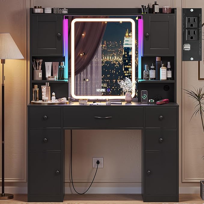 Amazon.com: Tiptiper Large Makeup Vanity with Lights, LED Mirror with ...