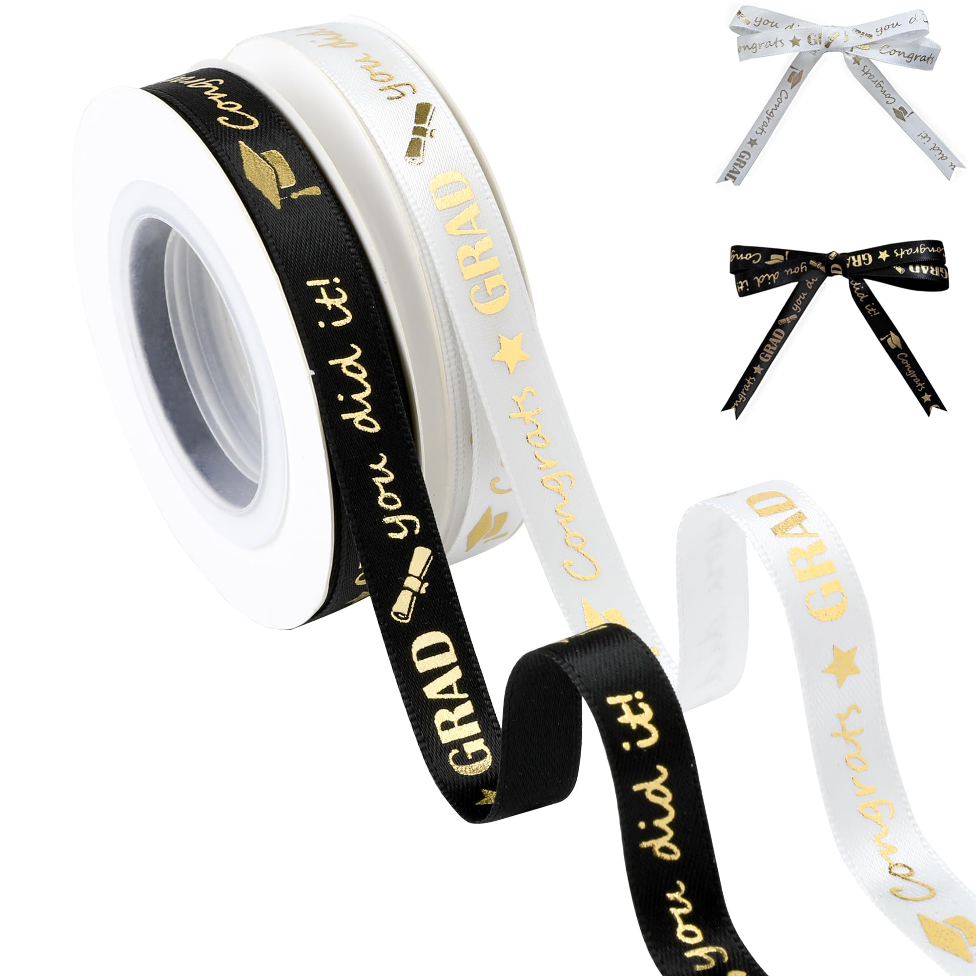 Snapklik.com : 2 Rolls 3/8 Inch Graduation Ribbon Class Of 2025, Black ...