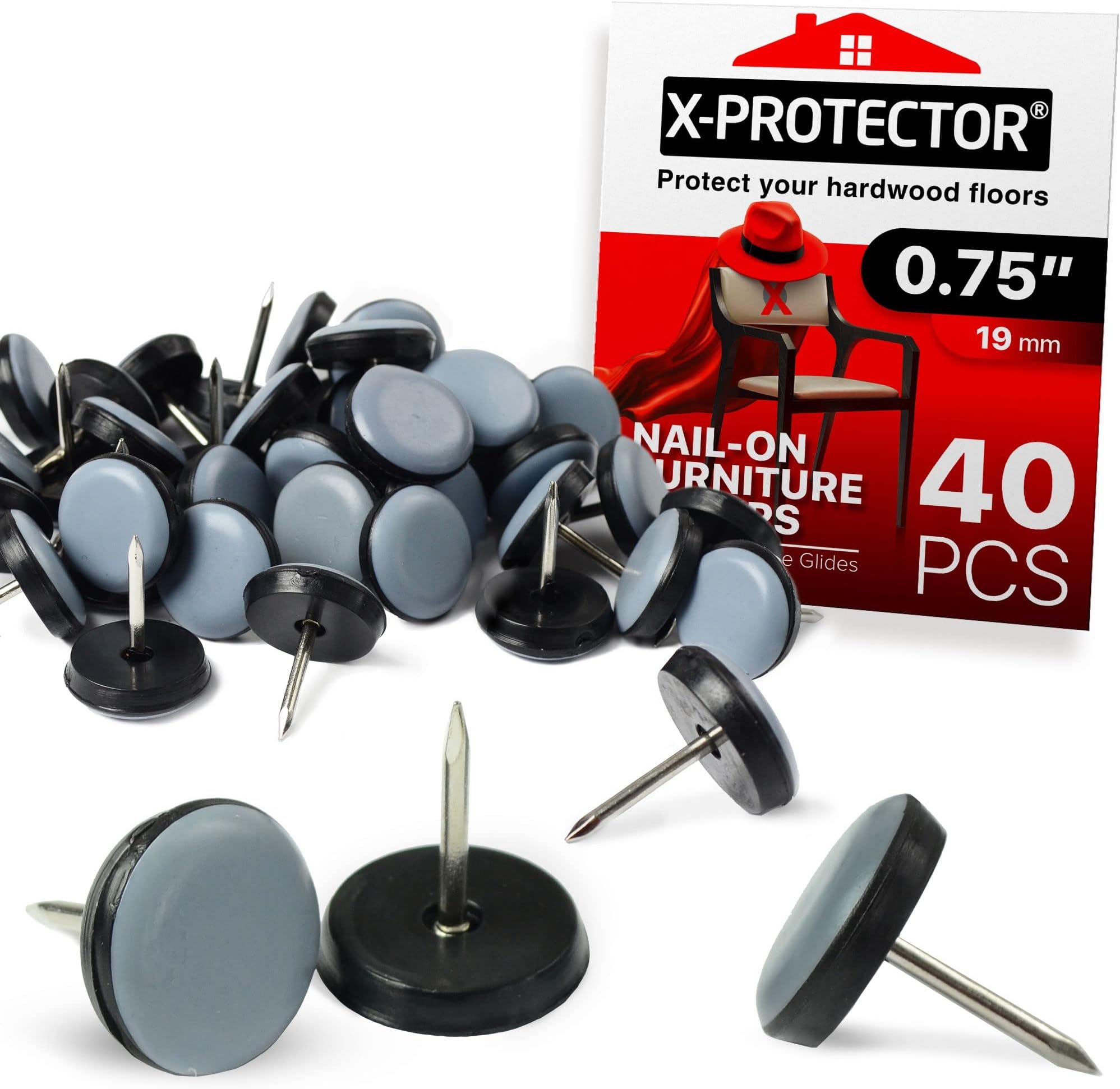 Plastic Tack Glides for Wooden Furniture Feet - 5/8in W x 1/4in Thick ...