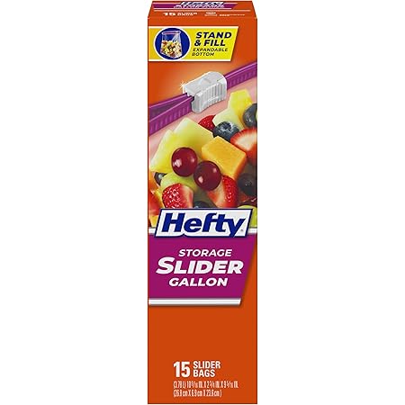 Amazon.com: Hefty Slider Quart 1 Storage-Bags, 46 Count (Pack of 4 ...