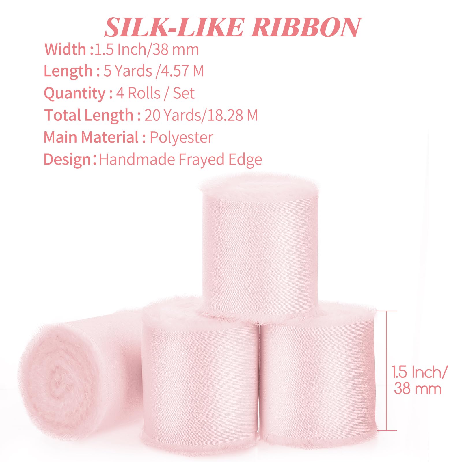 Snapklik.com : 4 Rolls Pink Ribbon 1.5" X 20 Yard Chiffon Ribbon ...