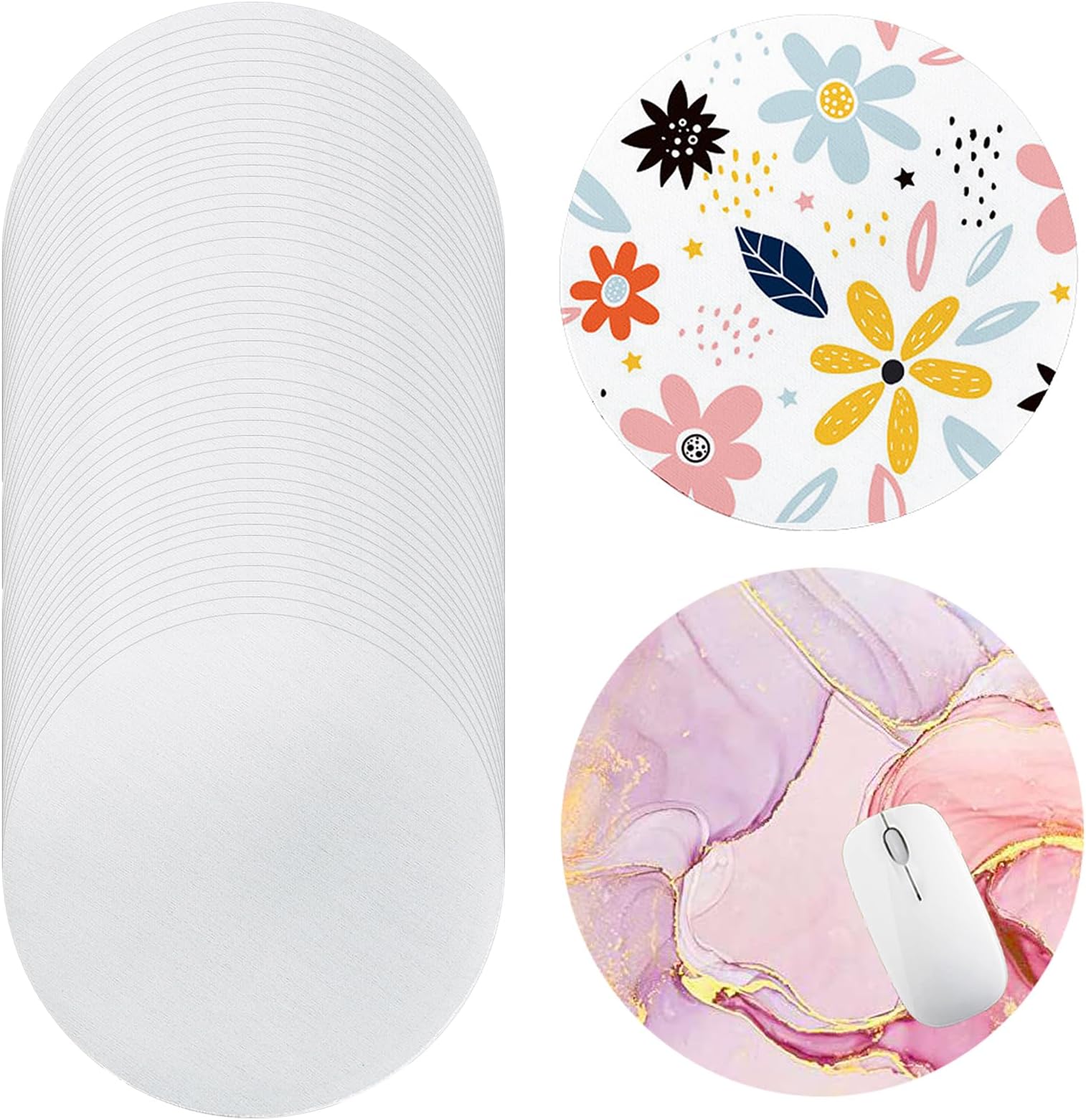 Amazon.com: 15 PCS White Mouse Pad for Heat Press Printing, White Round ...