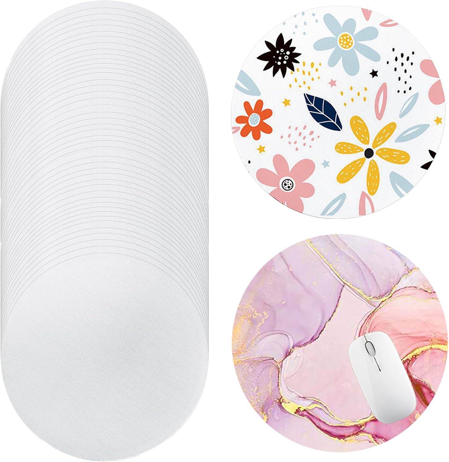 Amazon.com: Nicunom 40 Pcs Sublimation Mouse Pad Blanks, Round Mouse ...