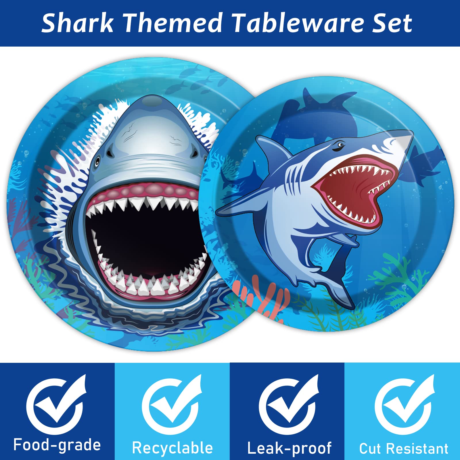 Snapklik.com : 24 Guests Shark Theme Party Decorations Under The Sea ...