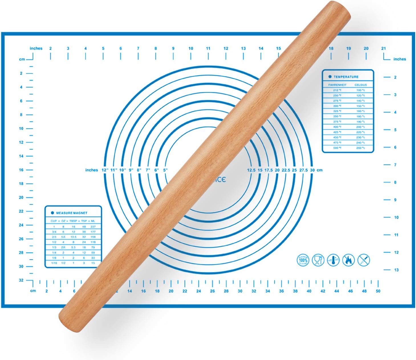 Amazon.com: Classic Wood Rolling Pin, Wooden Roll Pin, Natural Wooden ...