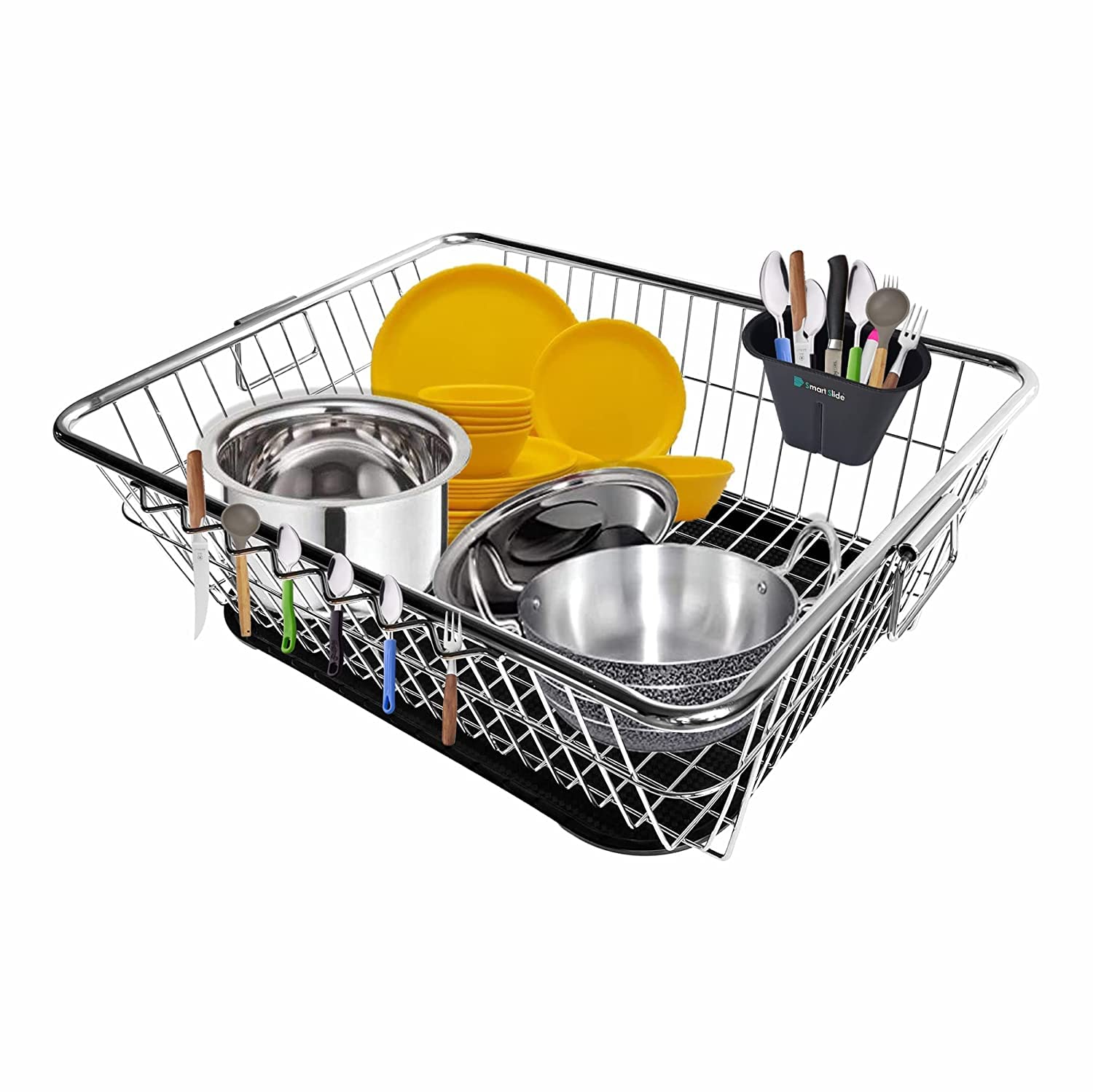 SmartSlide Stainless Steel Dish Drainer Rack (22L X 17W) Vessel Rack ...