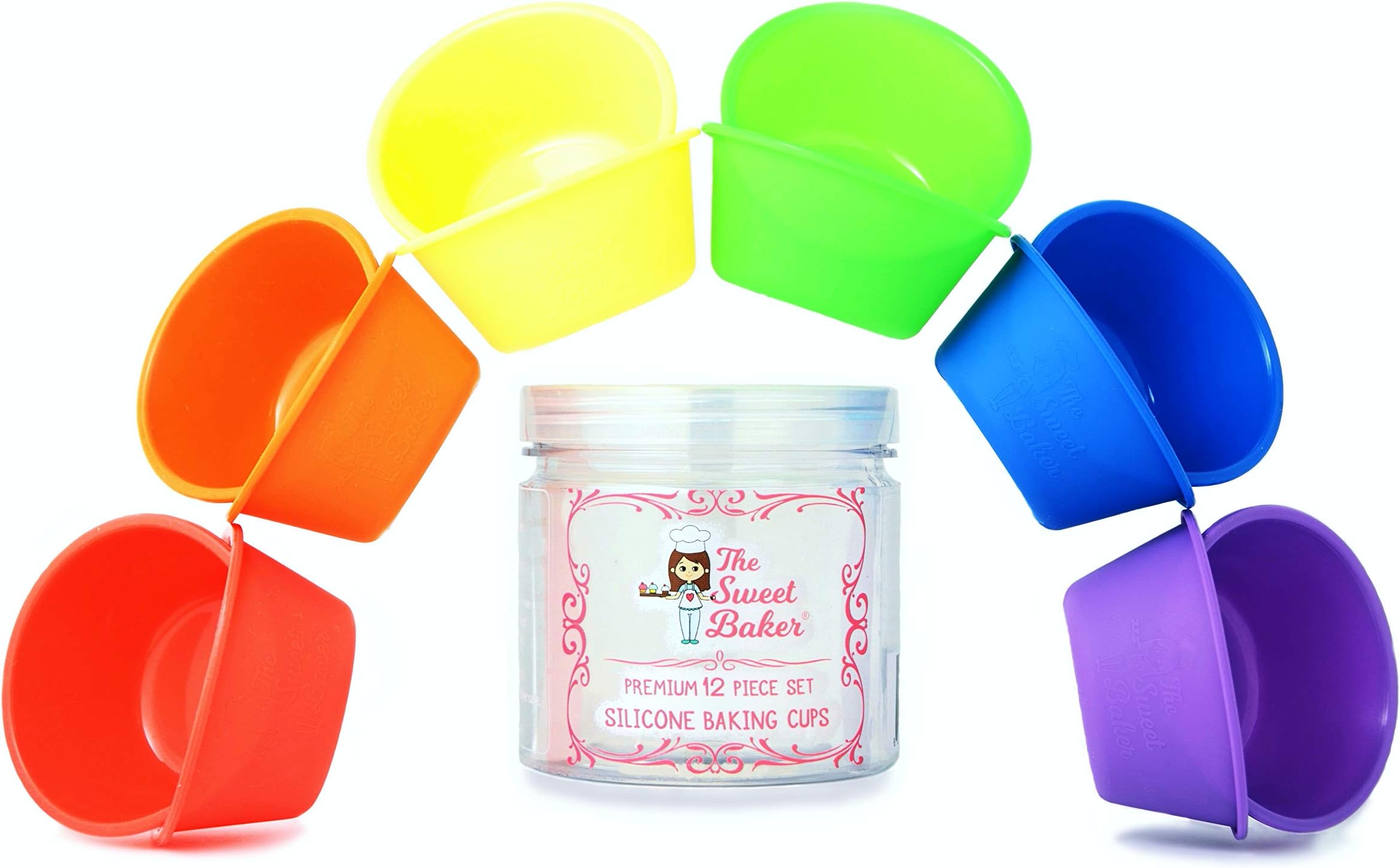 Amazon.com: Silicone Baking Cups / 13 Reusable Nonstick Cupcake Liners ...