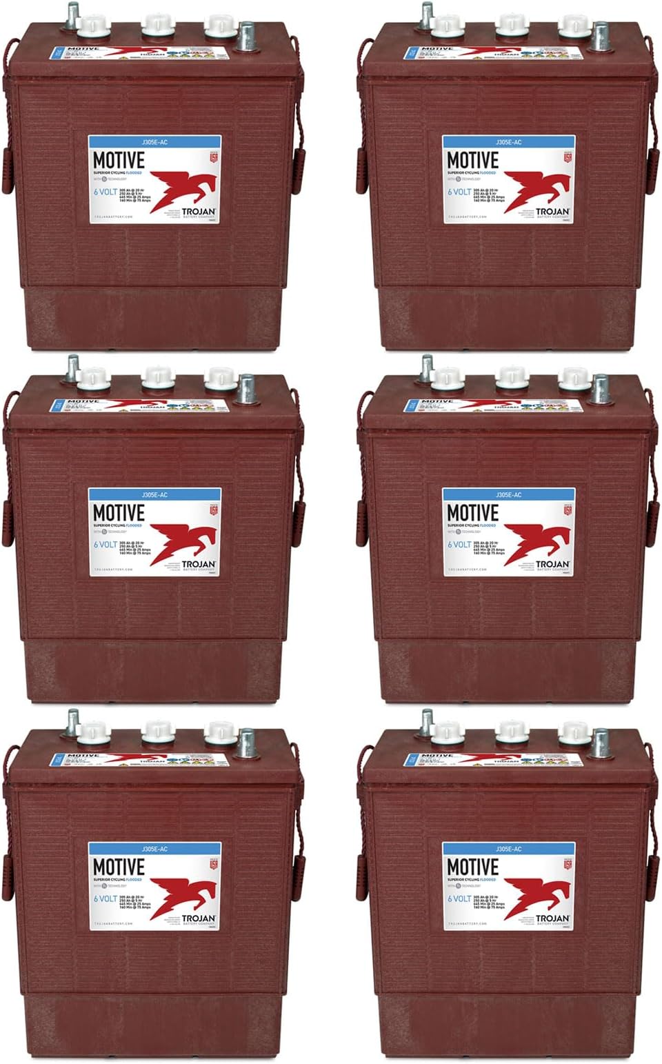 Amazon.com: Trojan 6pc Motive J305E-AC 6V 305Ah Flooded Lead Acid Deep ...