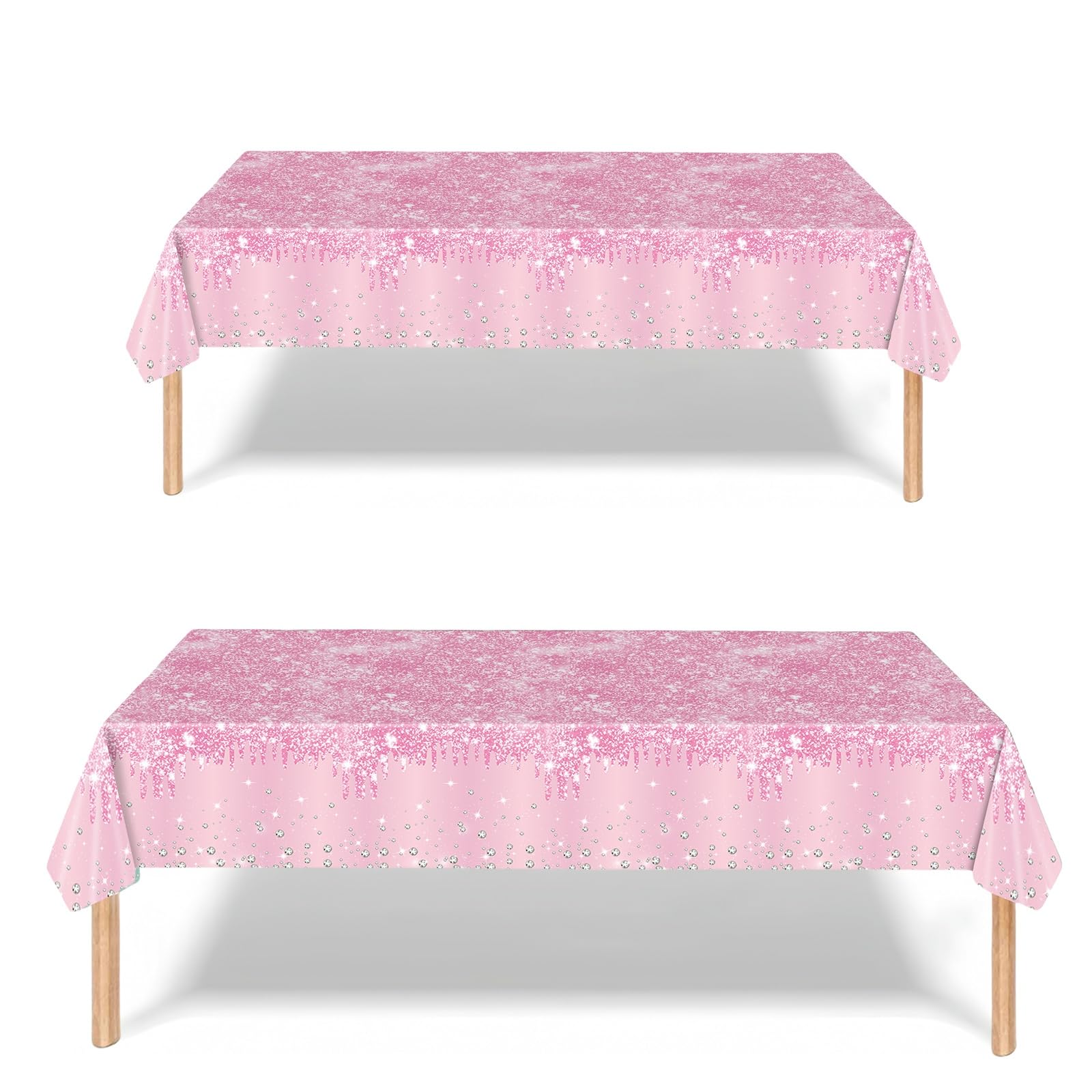 2P Pastel Pink Party Plastic Table Cloth,137x274cm Shiny Glitter Pink ...
