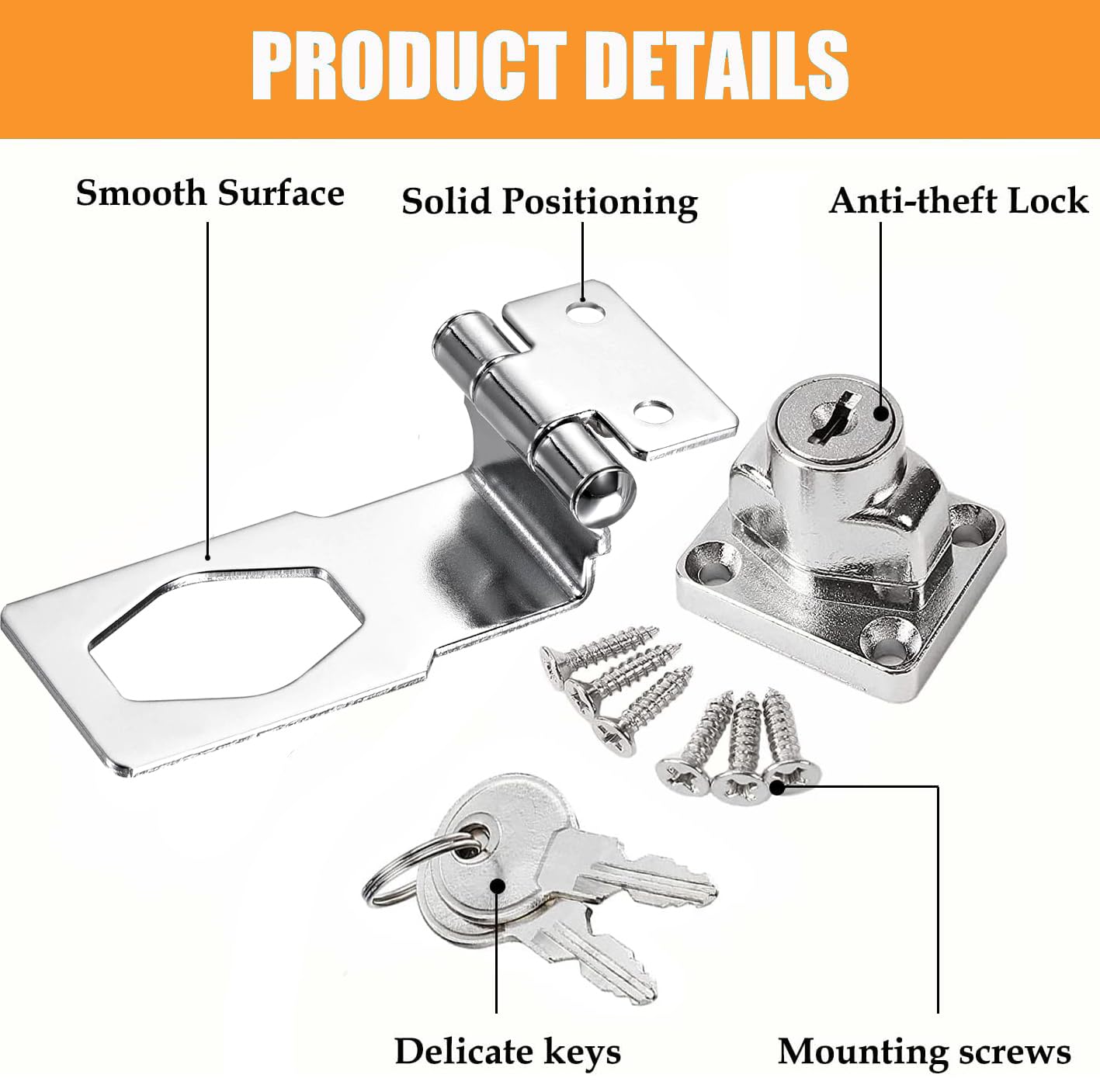 ZiYuya Hasp Lock Right Angle 90, Door Hinge Lock with Keys Different ...