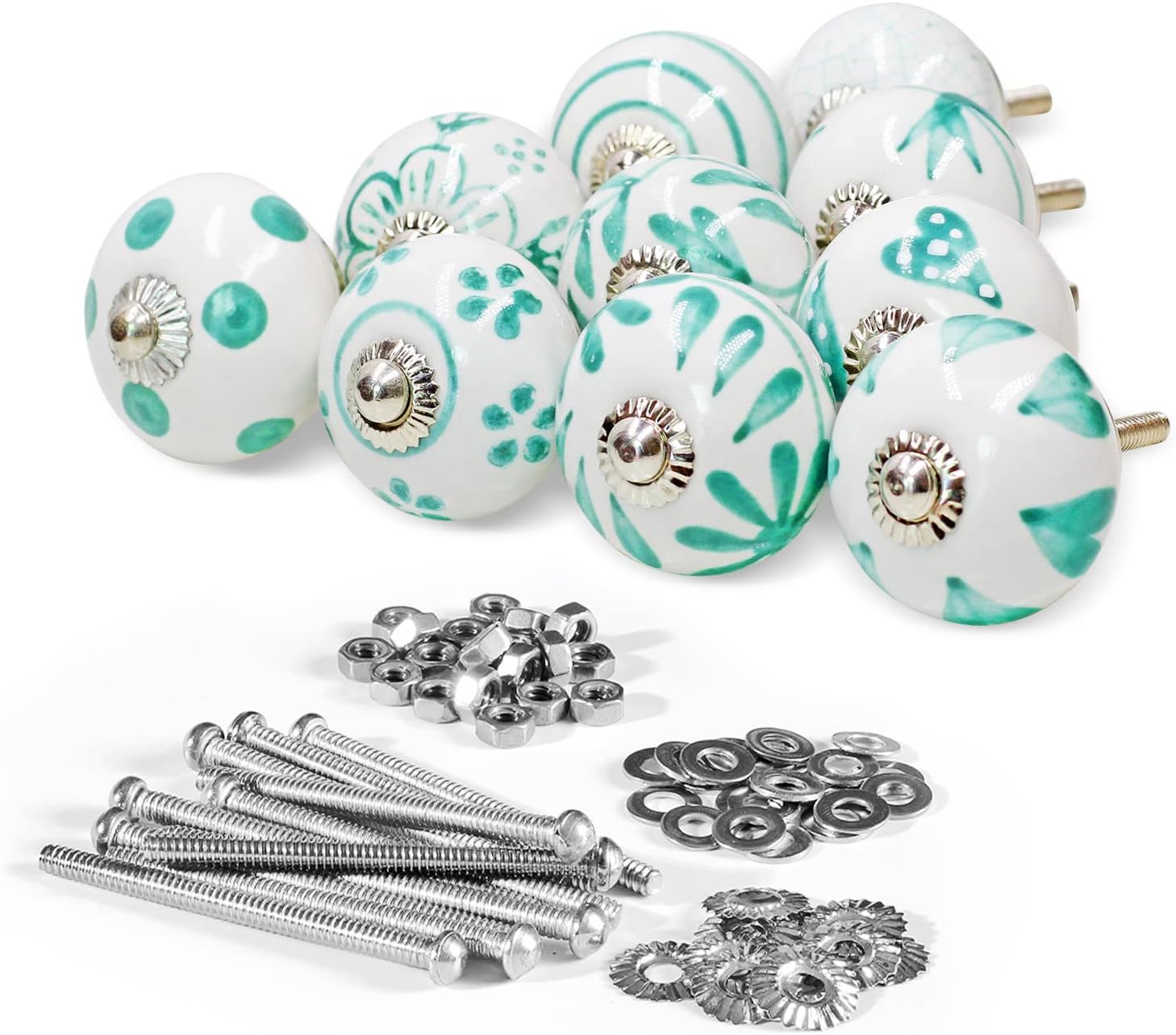India Artistic Ceramic Cabinet Pull Knobs (Set of 10) Multipurpose ...