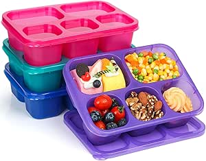 Amazon.com: Lunbxx Bento Box Adult - Snack Box Containers 4 Pack, 5 Compartment Lunchables ...