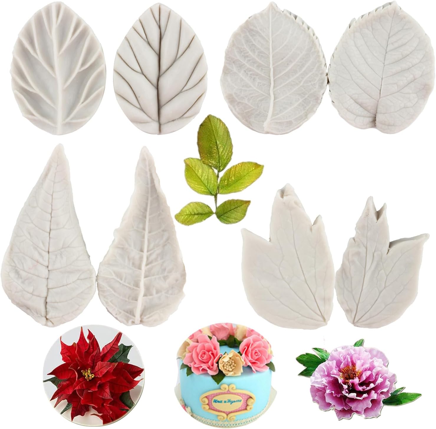 Amazon.com: MYPRACS Gumpaste Leaves Silicone Veining Mold Leaves Veined ...