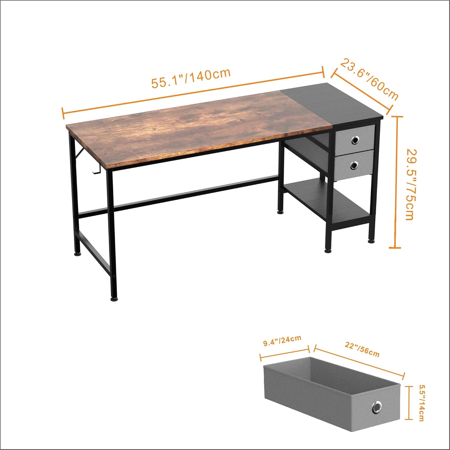 Buy HOMIDEC Computer Desk, Office Work Desk for student and worker ...