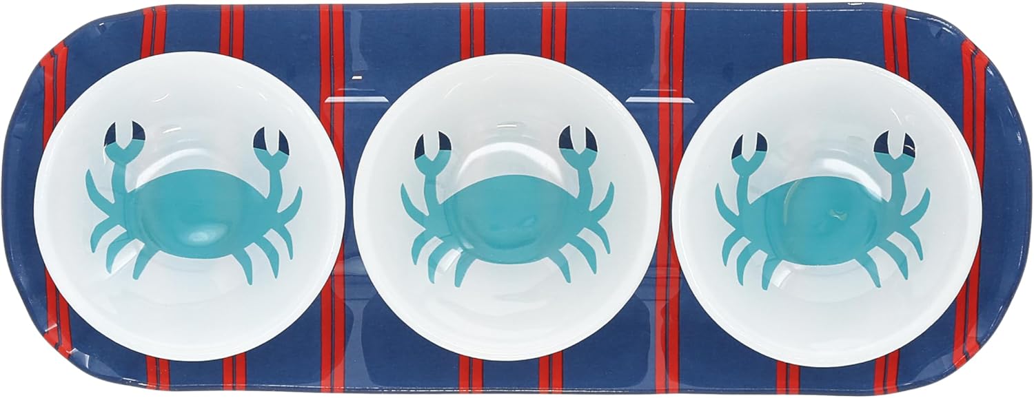 Amazon.com | Pavilion Gift Company - Crab - 11" Serving Tray With Three ...