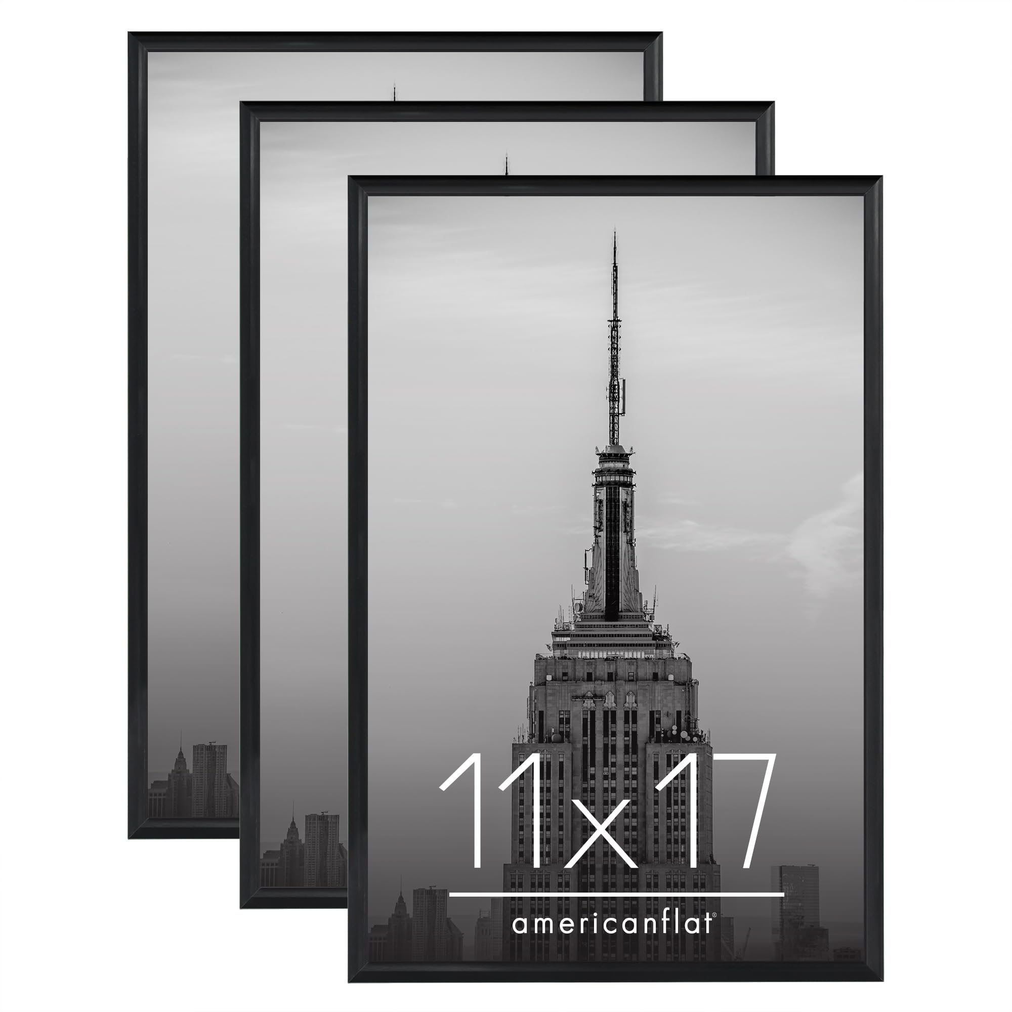 Americanflat 11x17 Picture Frame in Black - Set of 3-11x17 Frame with ...