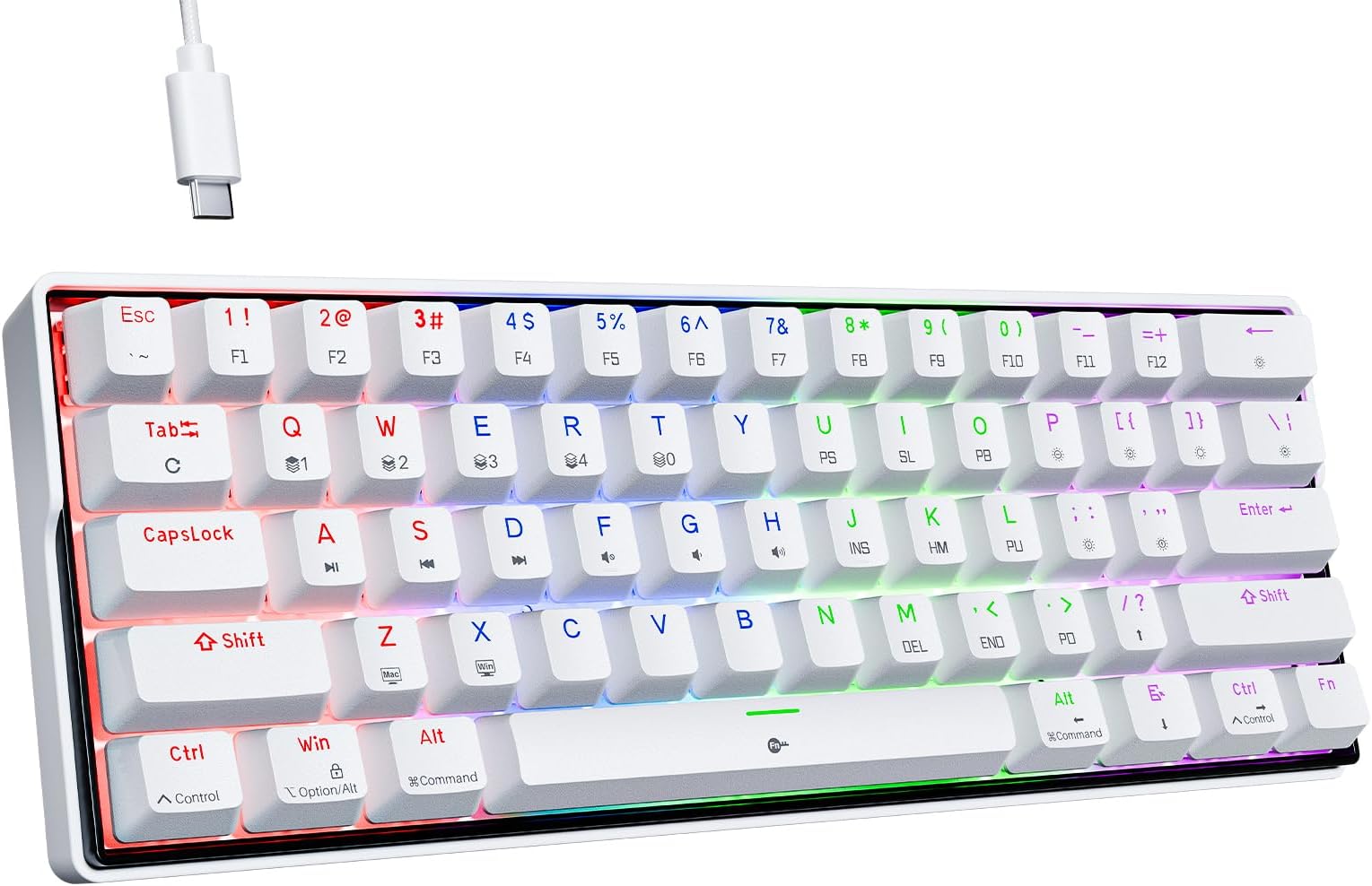 TMKB Mechanische Gaming Tastatur, T68se 60% Prozent Tastatur mit USB ...