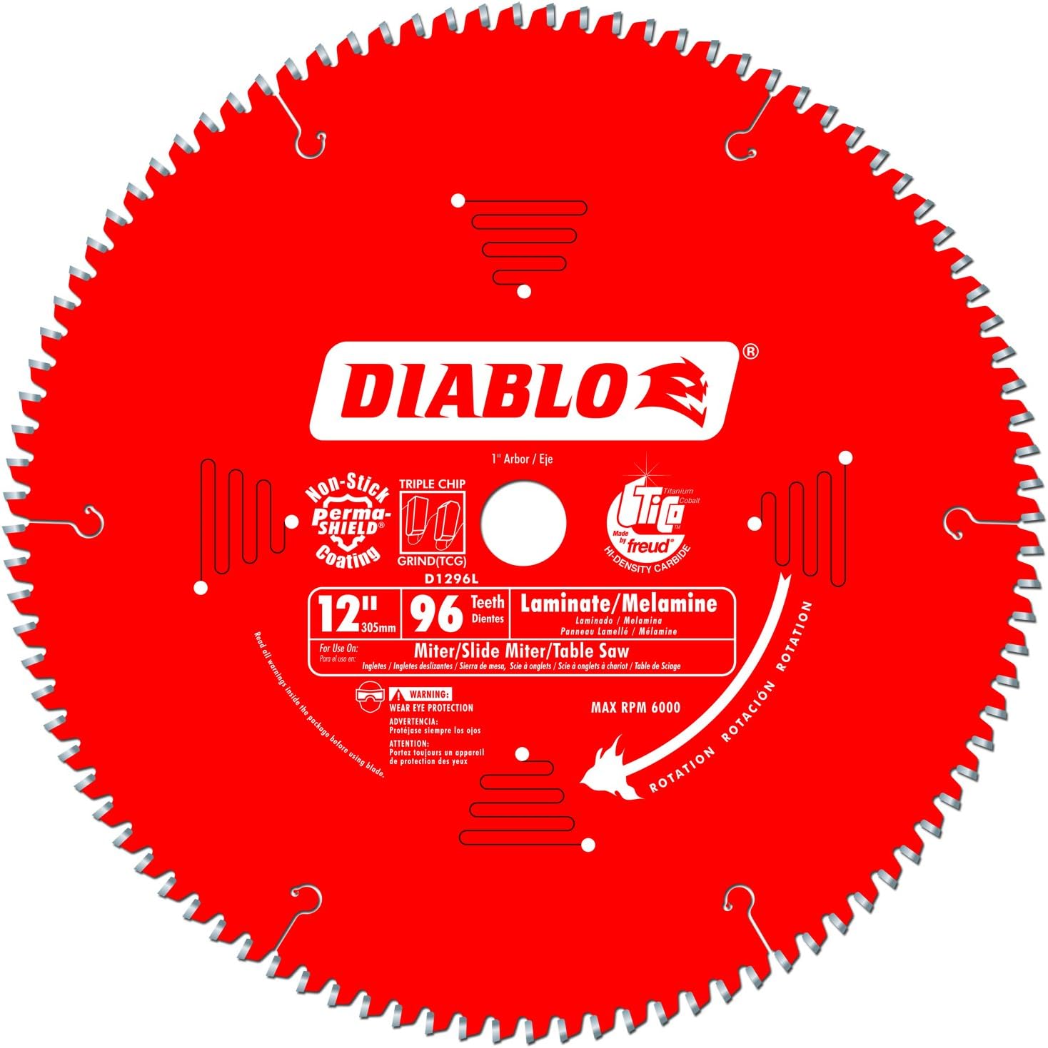 Freud D1296L Diablo Melamine, Laminate Flooring, and Wood Saw Blade 12 ...