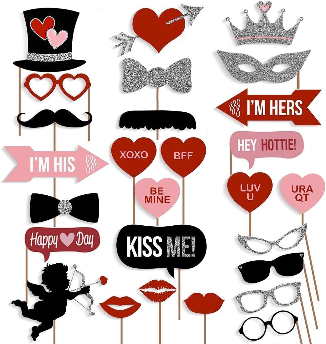 Amazon.com: KatchOn, Pink Valentines Day Photo Props - Pack of 28 ...